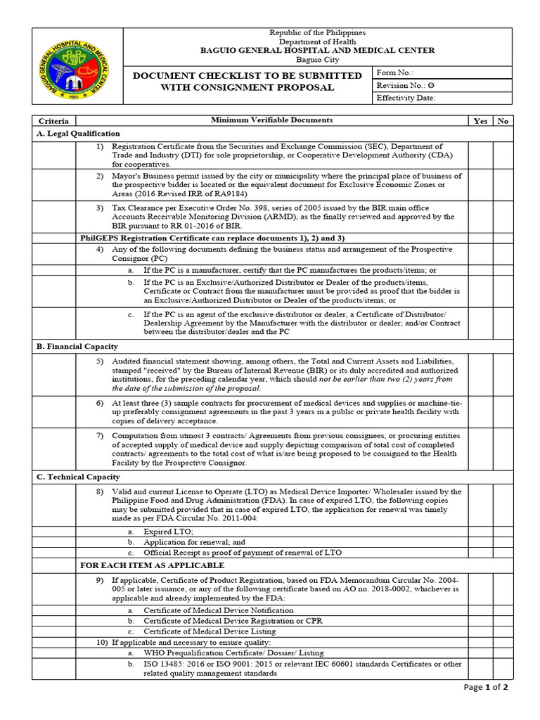 Document Checklist | PDF | Medical Device | Food And Drug Administration