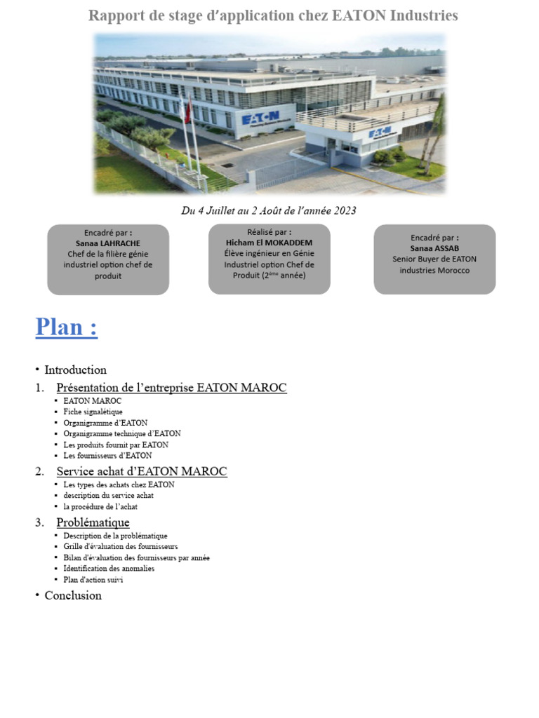 PPT SOUTENANCE EATON | PDF | Application | Business