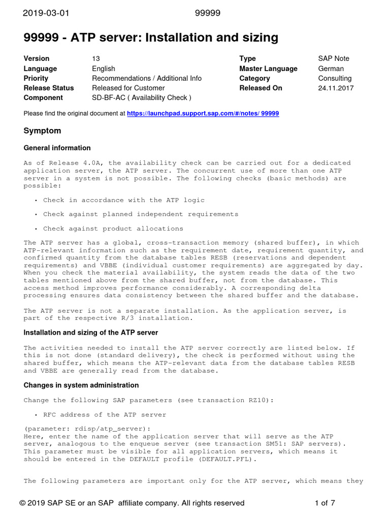 ATP Server - Installation and Sizing | PDF | Databases | Server (Computing)