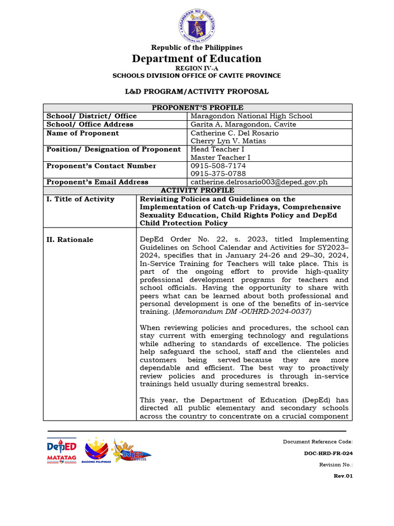 Mnhs Inset 2024 | Download Free PDF | Learning | Policy