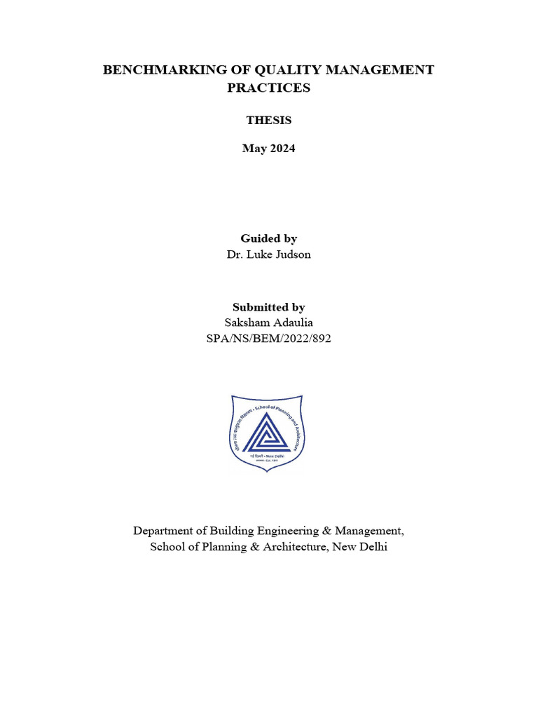 BENCHMARKING OF QUALITY MANAGEMENT PRACTICES | PDF | Benchmarking | Performance Indicator