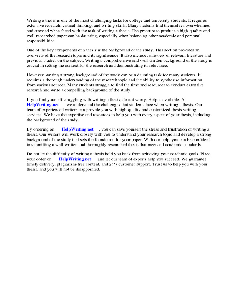 Example of Background of The Study in Term Paper | PDF | Thesis ...