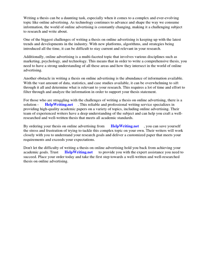 Thesis Writing on Online Advertising Challenges | PDF | Advertising ...