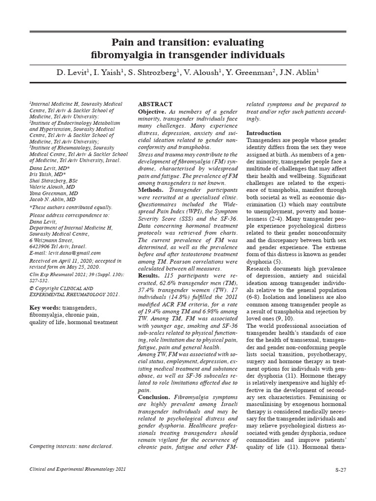 Pain and Transition | PDF | Fibromyalgia | Transgender