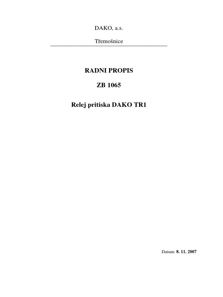 ZB1065-Radni Propis TR1 | PDF