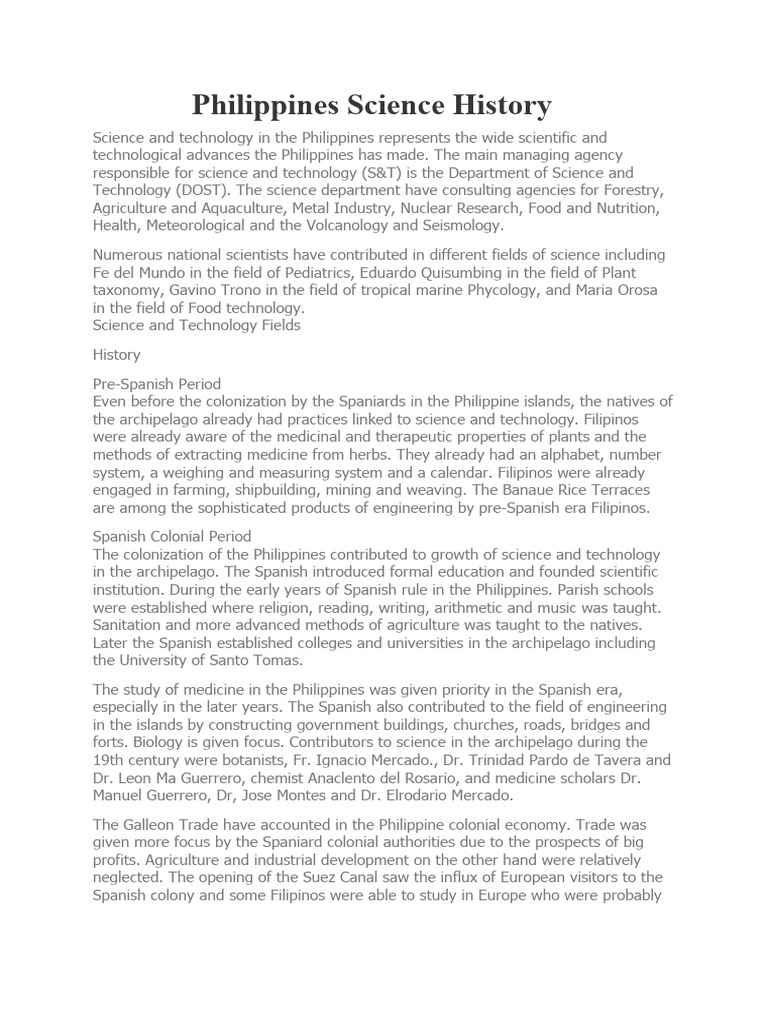 Philippines Science History | PDF | Philippines | Science