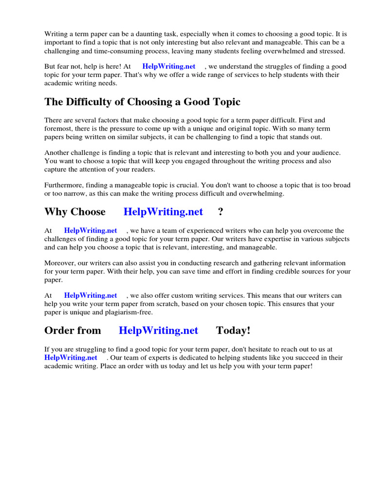 Magandang Topic Sa Term Paper | PDF