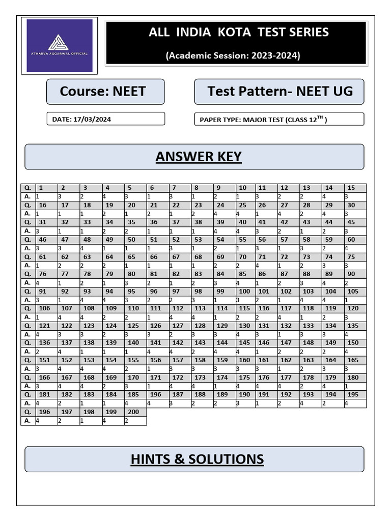 Answer Key Test-09 | PDF