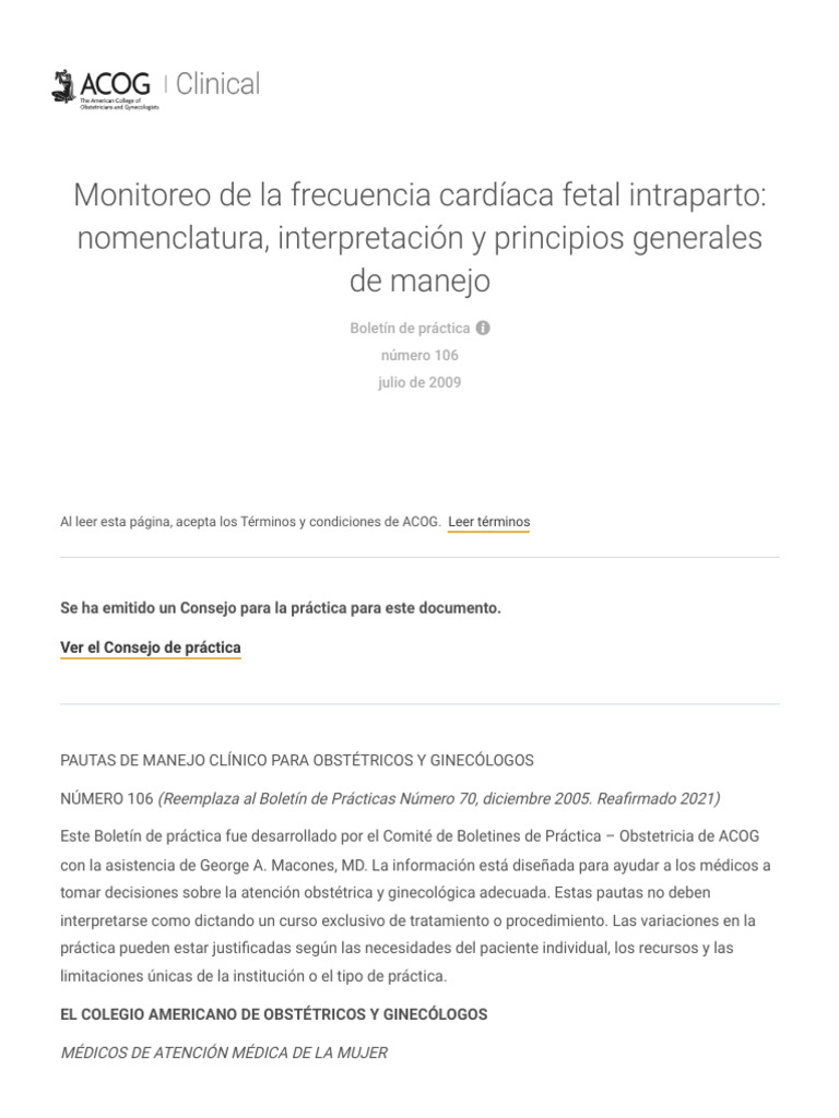 Monitoreo de La Frecuencia Cardíaca Fetal Intraparto - Nomenclatura ...