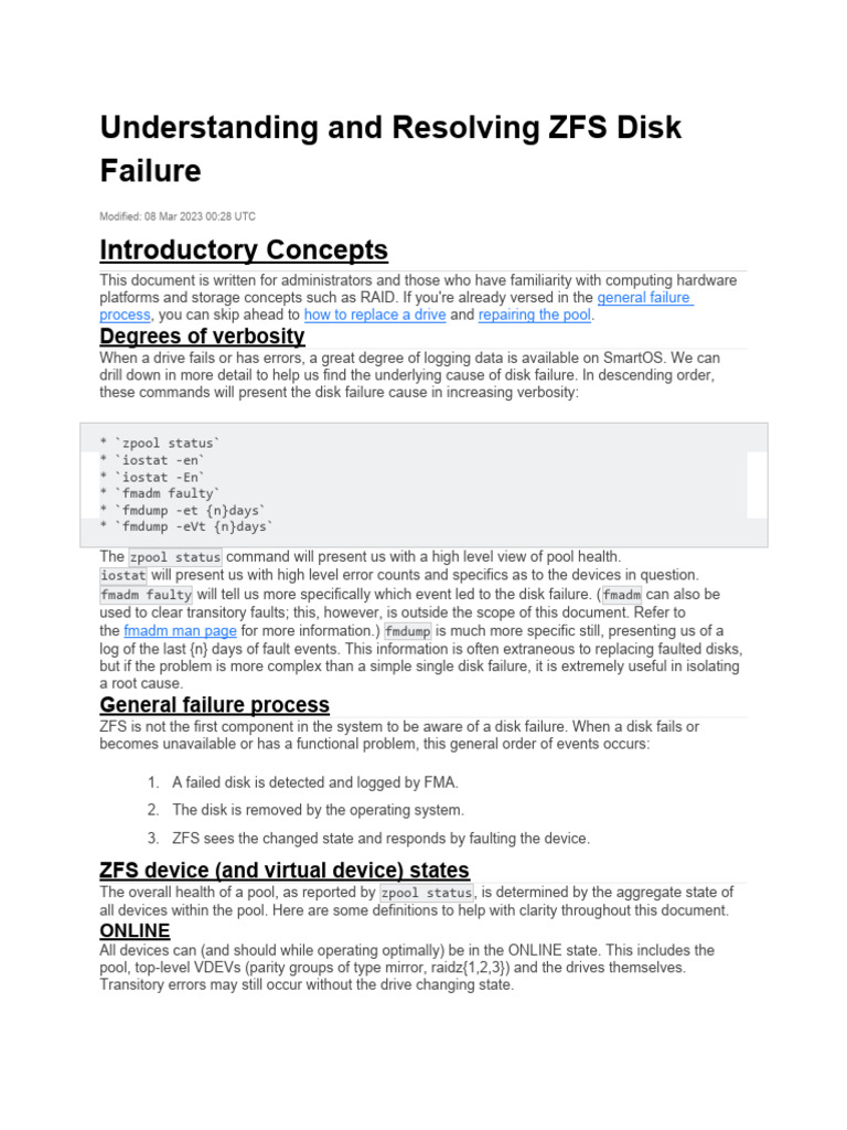 ZFS Disk Failure - Understanding and Resolving | PDF | Data Management | Digital Technology