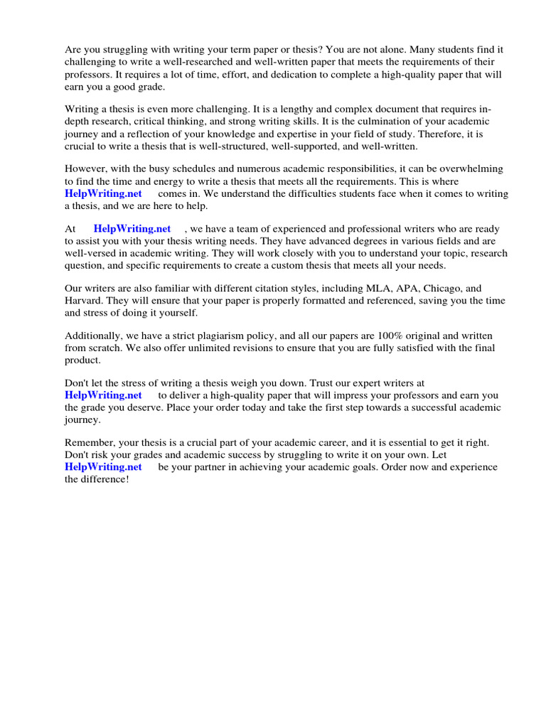 Thesis & Term Paper Writing Help | PDF | Thesis | Apa Style