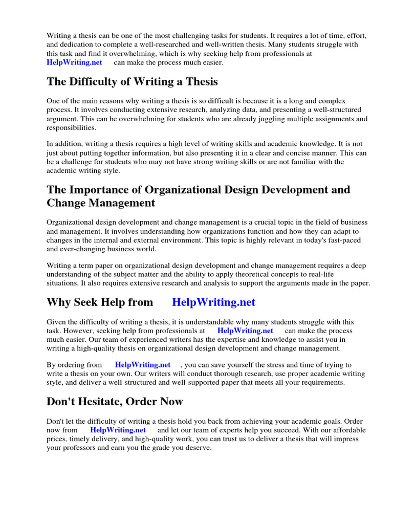 Thesis Help: Org Design & Change Management | PDF | Organization ...
