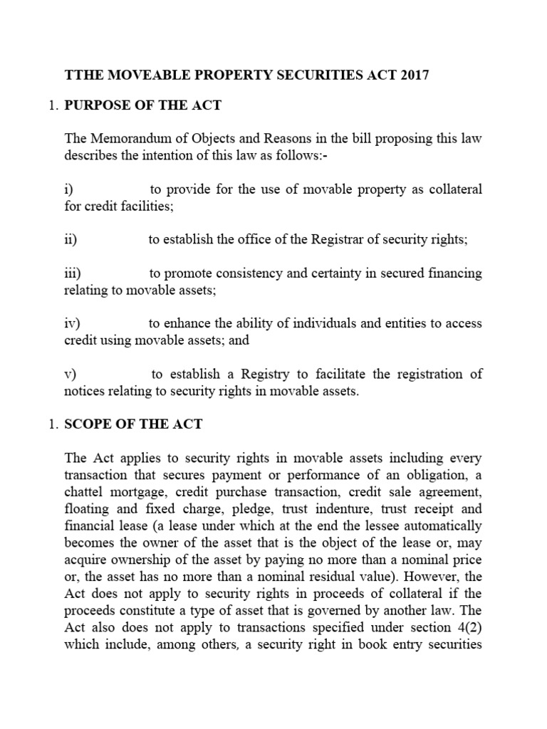 Moveable Propoerty Brief | PDF | Security Interest | Lease