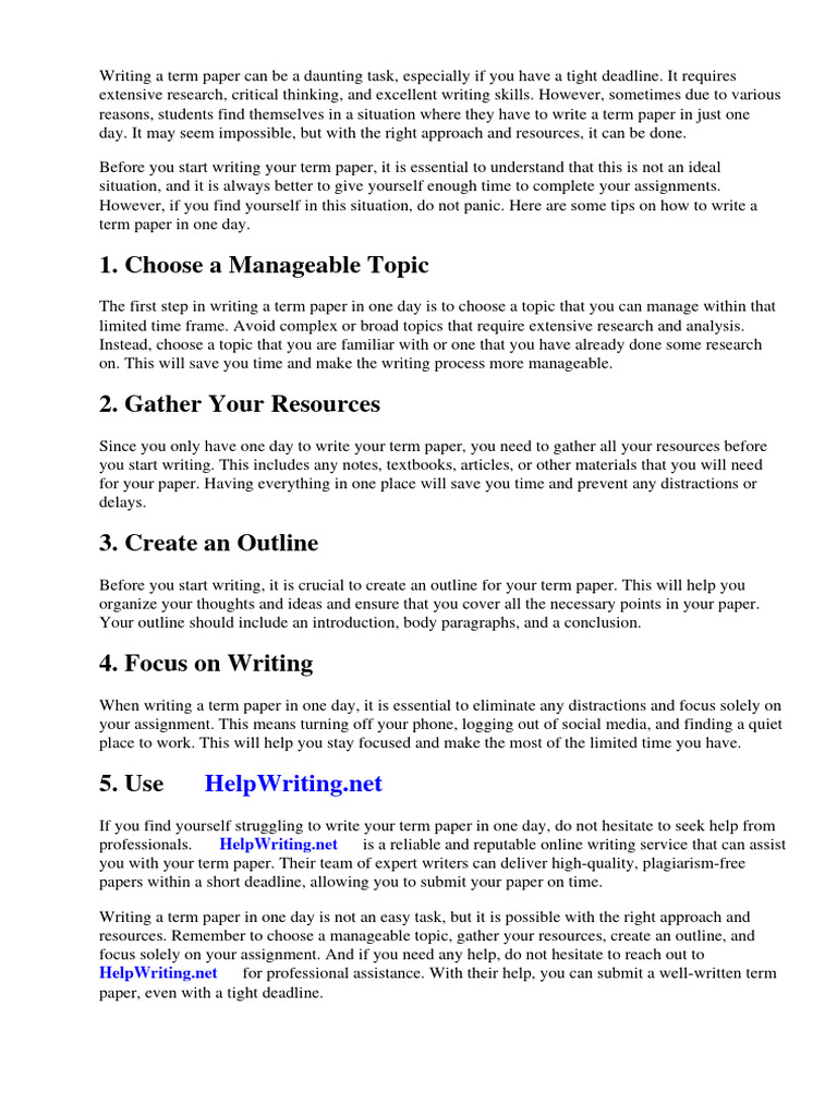 How To Write A Term Paper in One Day | PDF | Apa Style | Thought