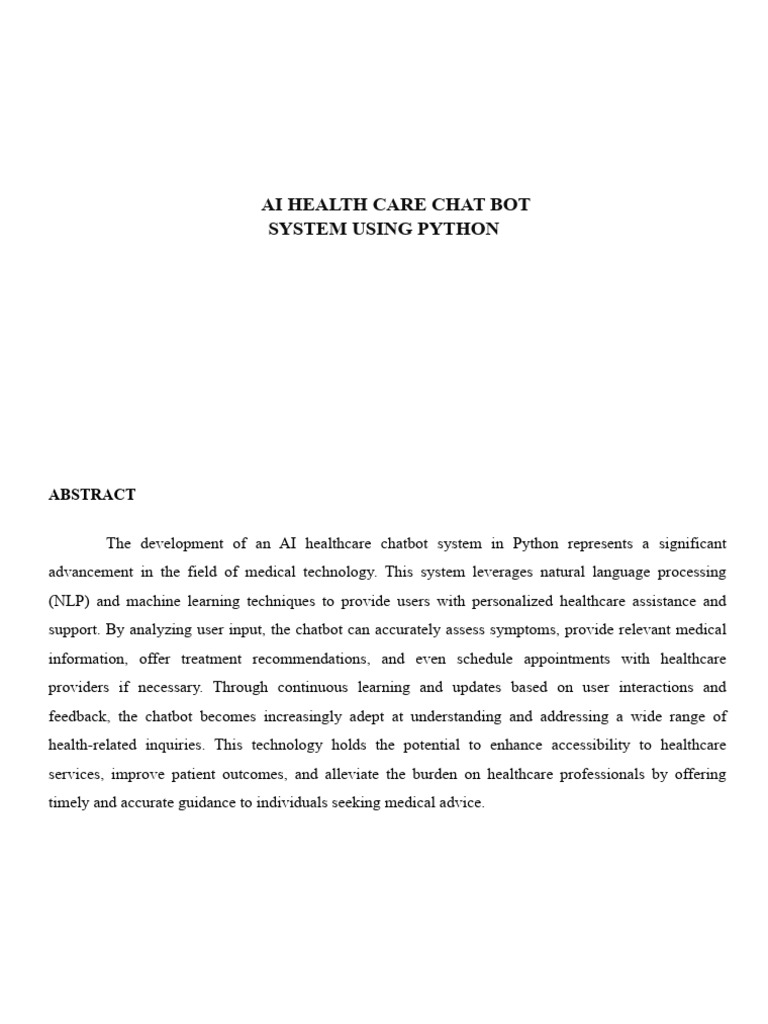 AI Healthcare Chatbot System in Python | PDF | Machine Learning ...