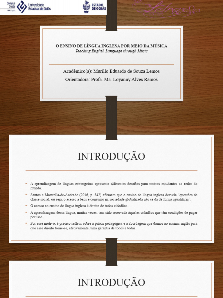 Modelo Slide TCC - Para a Apresentação | PDF | Pedagogia | Aprendizado