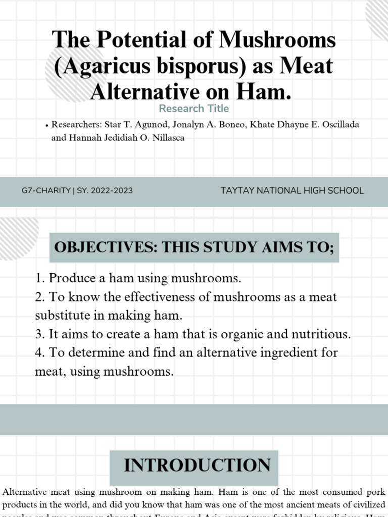 The Potential of Mushrooms Agaricus Bisporus As Meat Alternative On Ham ...