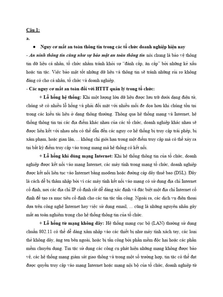 HTTTQL đề 6 | PDF