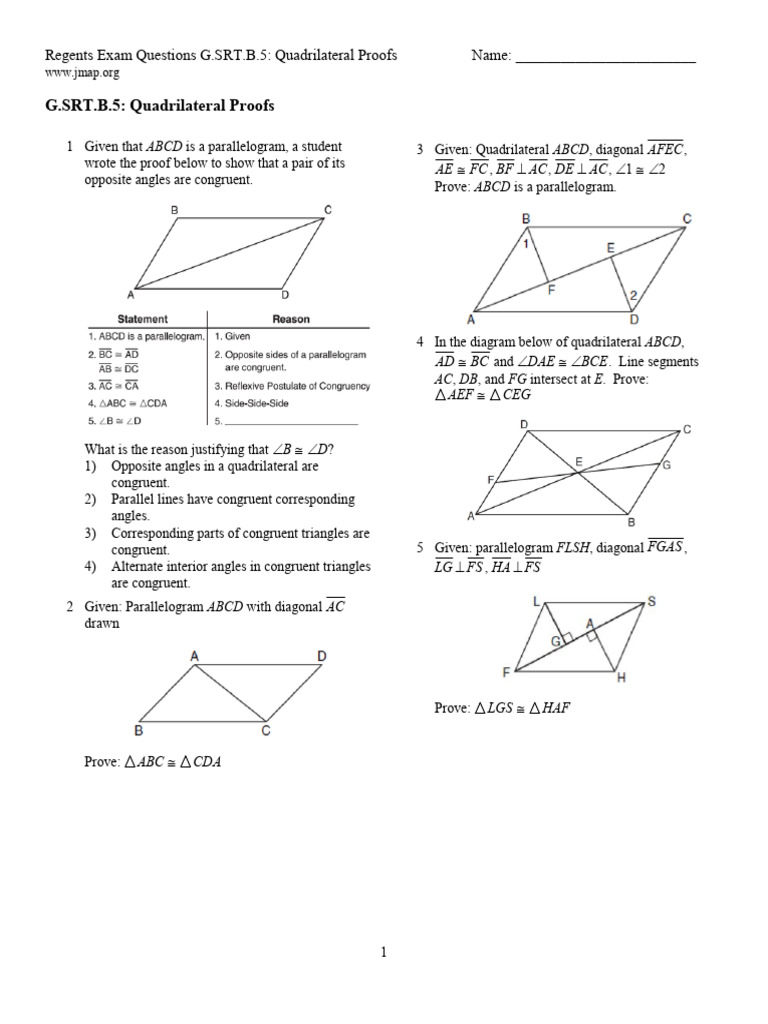 Quadrilateral Proofs and Properties | PDF | Rectangle | Perpendicular