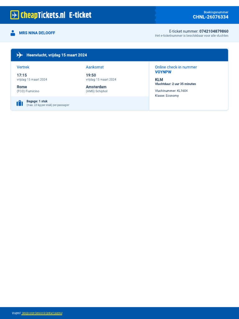 Fco Ams Eticket | PDF