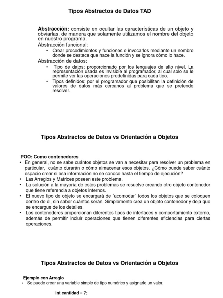 Tipos Abstractos de Datos y Estructuras | PDF | Objeto (informática) | Cola (tipo de datos ...