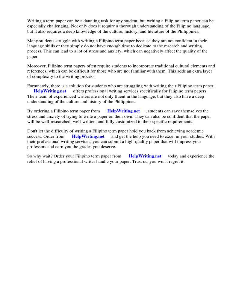 Filipino Term Paper | PDF | Tagalog Language | Essays