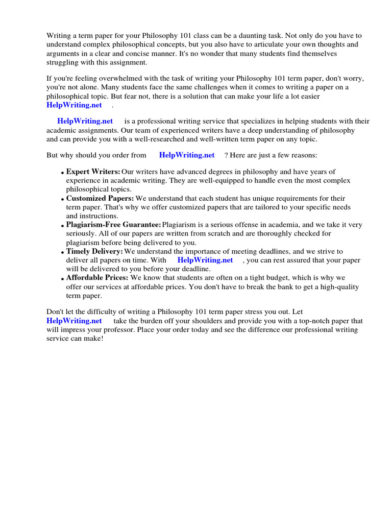 Philosophy Term Paper Writing Guide | PDF | Essays | Idea