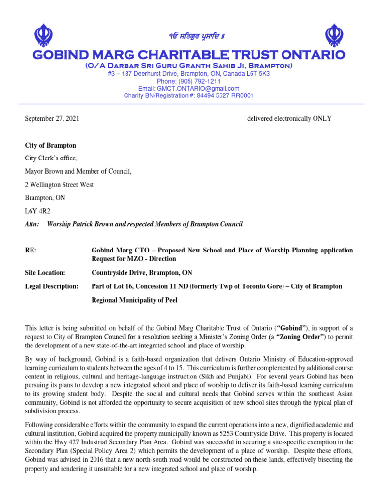 MZO Endorsement Request CountrysideDrGSSept27MZO | PDF