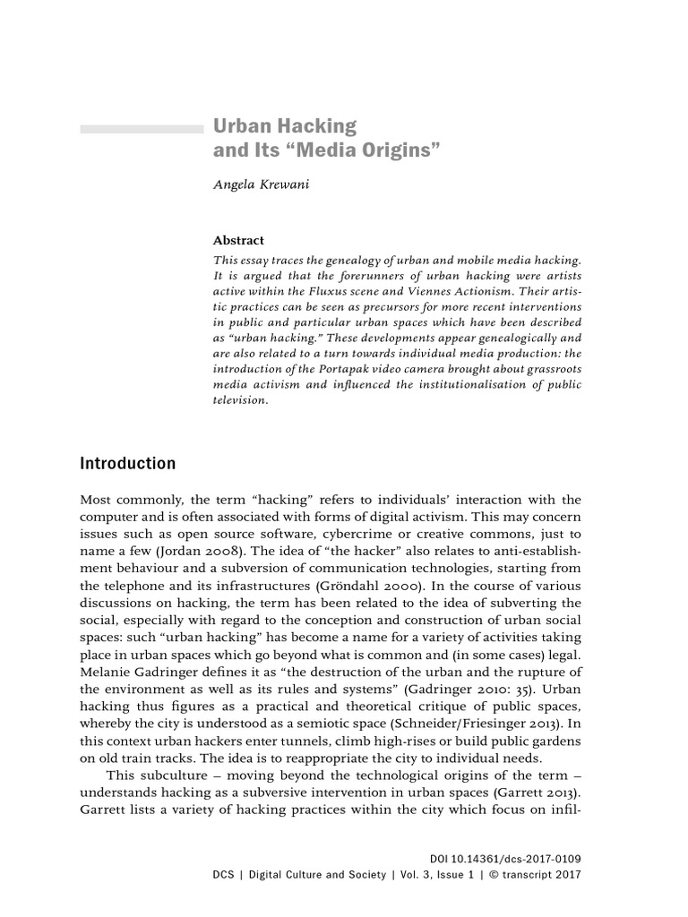 Urban Hacking and Its Media Origins | PDF | Hacker Culture | Communication
