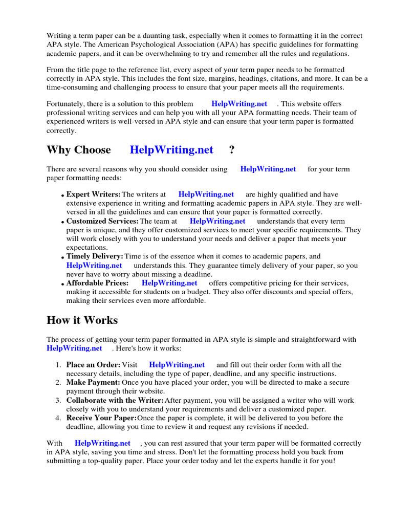 Apa Format For Term Paper Example | PDF | Apa Style | Typefaces