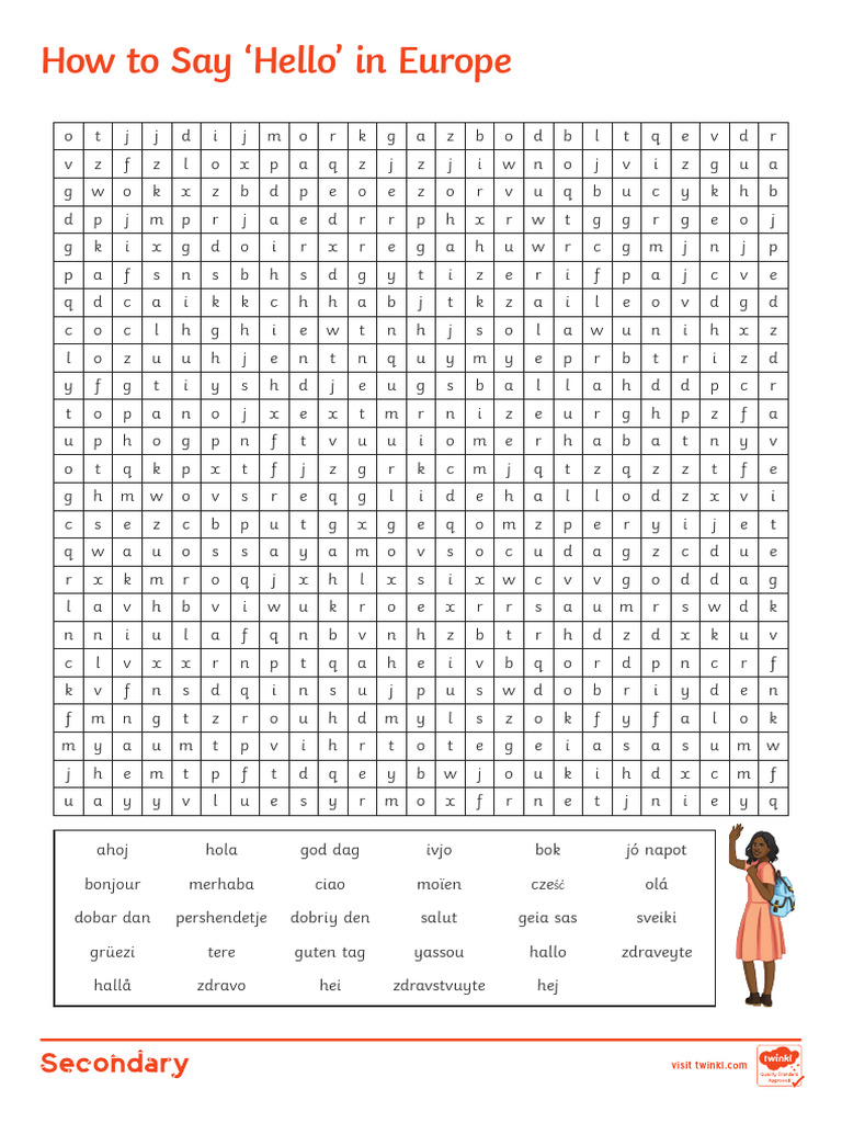 t3 G 214 How To Say Hello in Europe Word Search - Ver - 3 | PDF