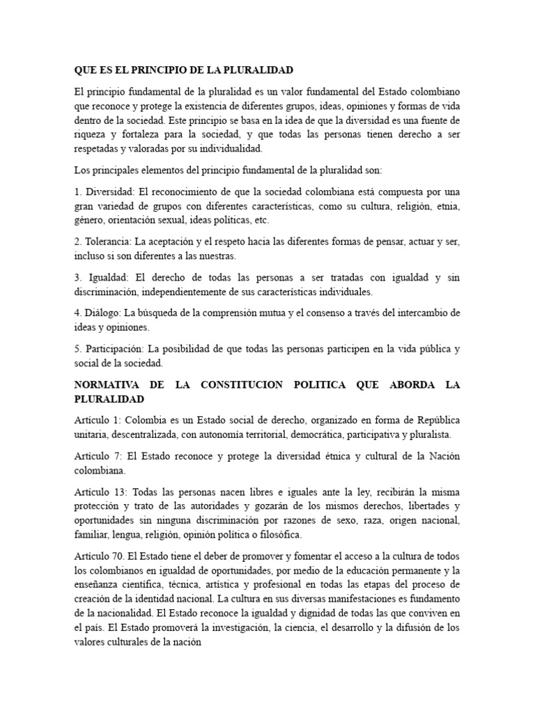 Que Es El Principio de La Pluralidad | PDF | Constitución | Estado (política)