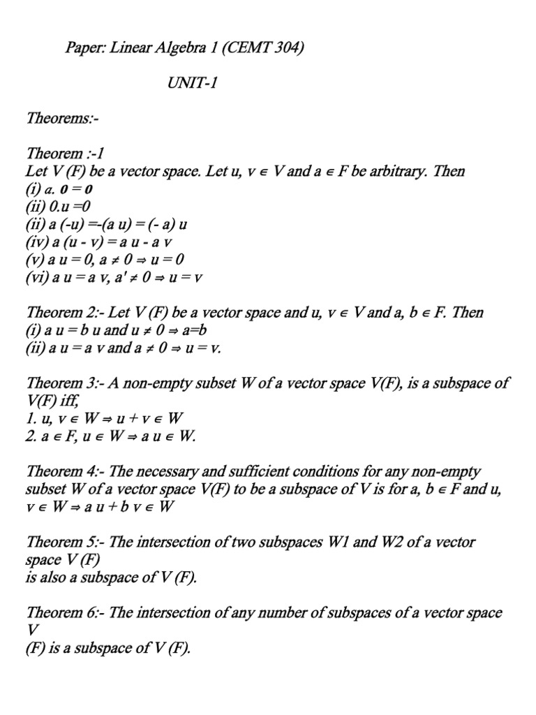 Theorem Made by Dhiraj | PDF | Linear Map | Linear Subspace