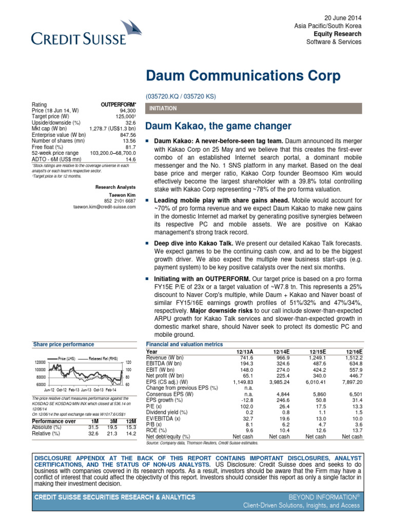 Daum Communications Corp | PDF | Financial Services | Investing