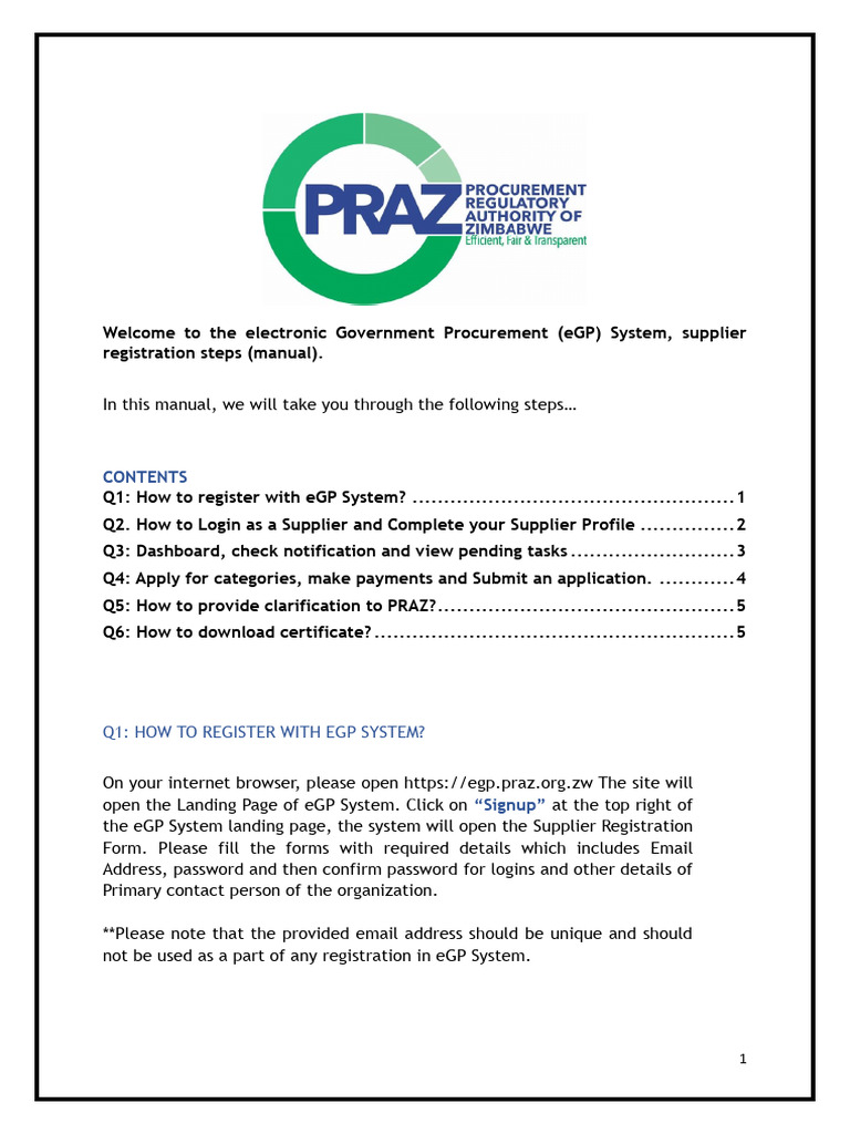 eGP-system-supplier-registration-detailed-steps V1 - PRAZ | PDF ...