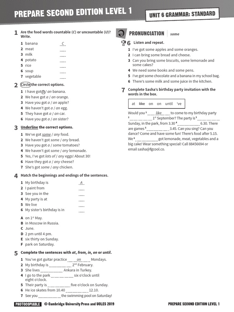 Unit 6 Grammar Exercises for Beginners | PDF | Foods | Cuisine