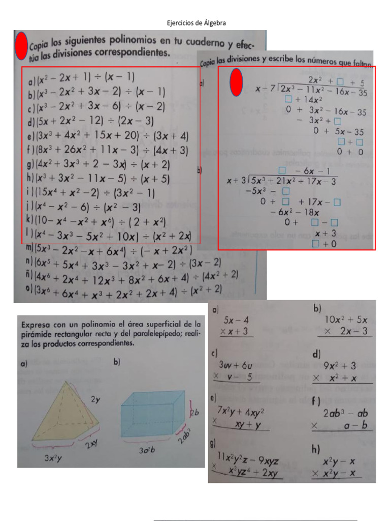 Ejercicios de Álgebra 1: Área y Perímetro | PDF