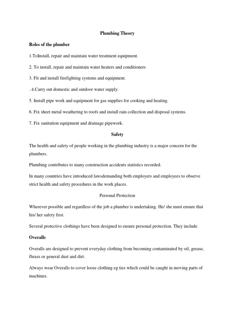 Plumbing Theory and Safety Guidelines | PDF | Soldering | Construction