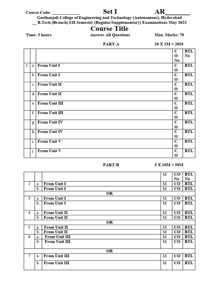 QuestionPaper_Template | PDF