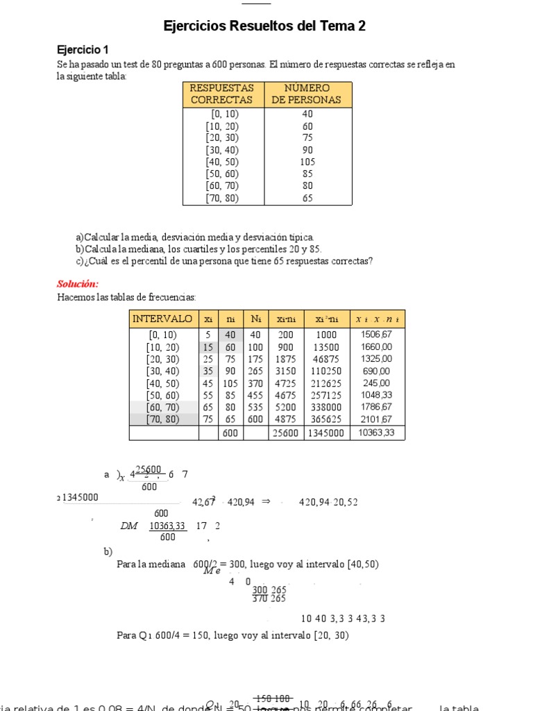 Ejercicios Resueltos Tema 2 | PDF | Estadísticas descriptivas | Análisis estadístico