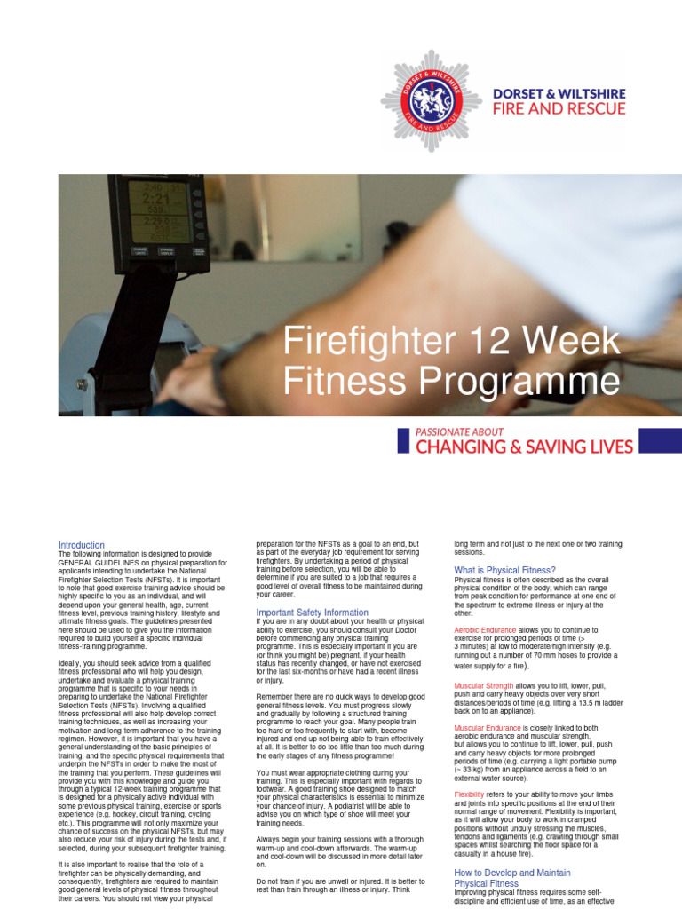 12-Week Firefighter Fitness Program | PDF | Physical Fitness | Strength ...