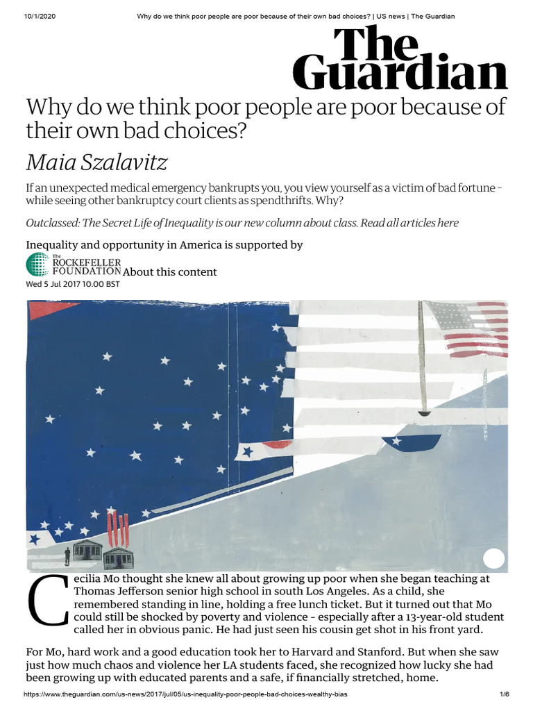 Why Do We Think Poor People Are Poor Because of Their Own Bad Choices ...