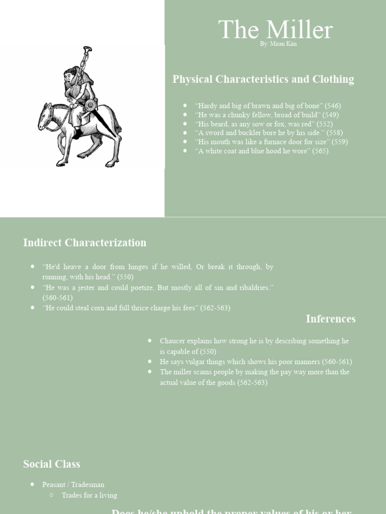 The Miller's Character in Canterbury Tales | PDF | General Fiction