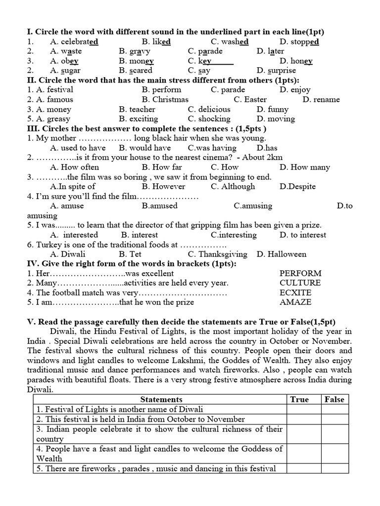 ÔN TẬP GK7 ĐỀ 3 | PDF