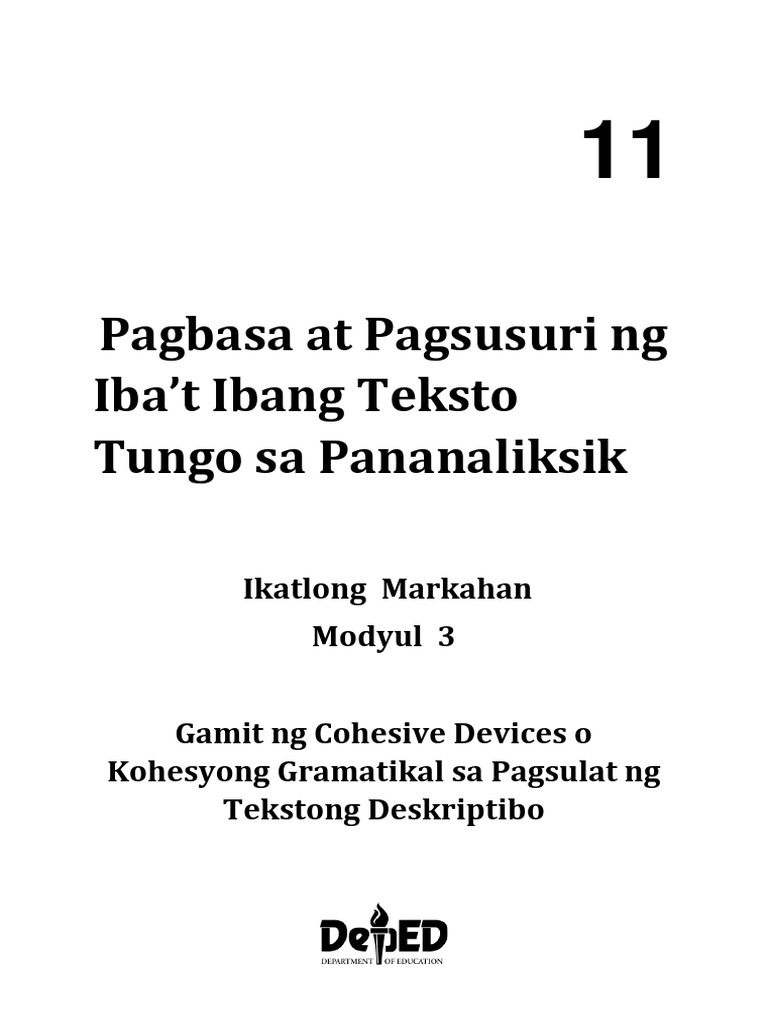 Revised Module 3 Pagbasa... Unang Markahan | PDF