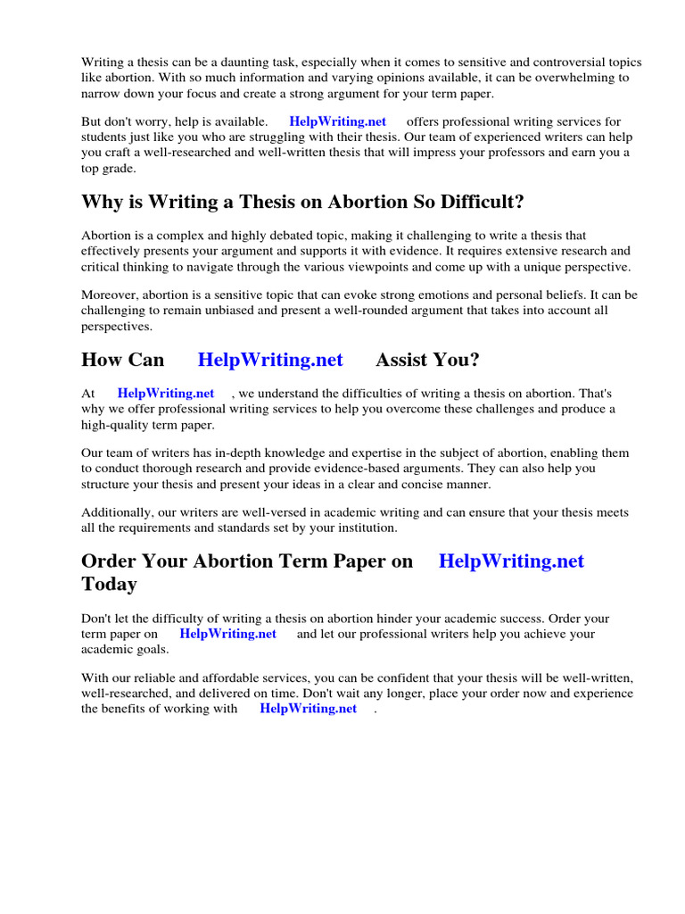 Abortion Term Paper Outline | Download Free PDF | Abortion | Abortion ...