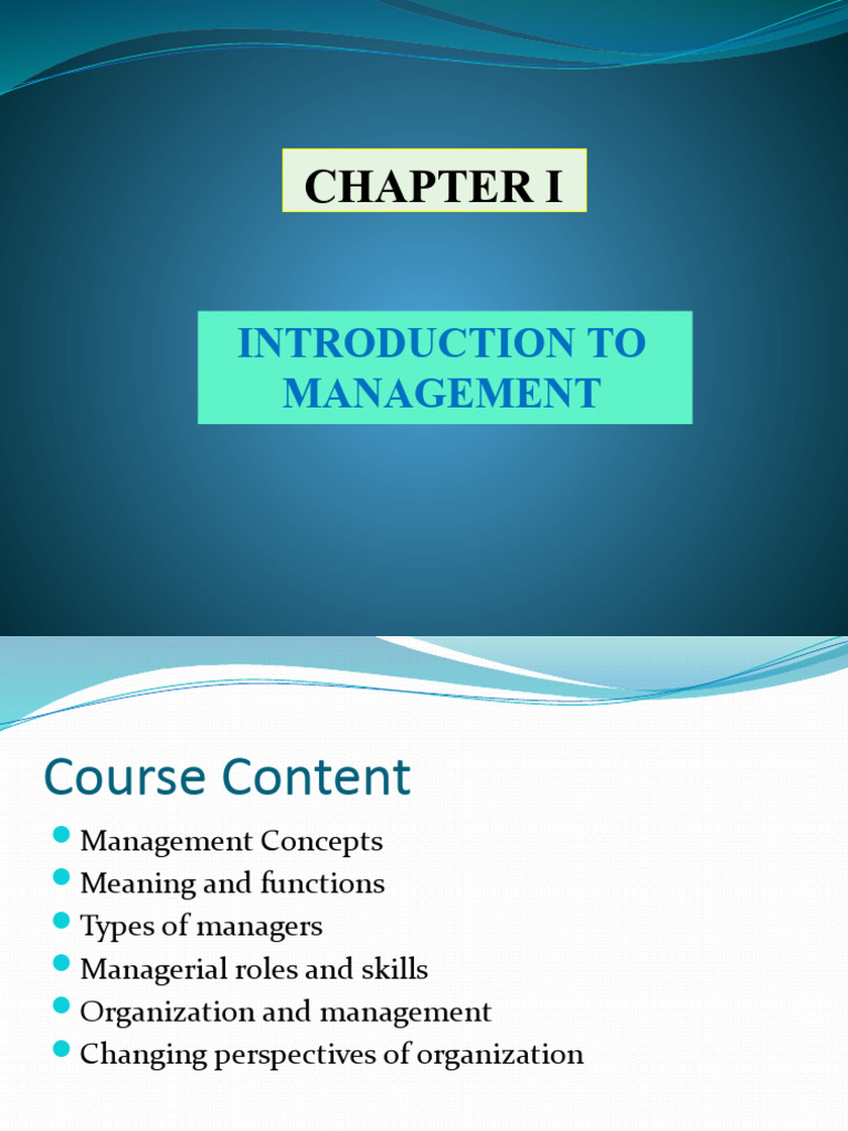 Chapter I Introduction To Management | PDF | System | Human Resources