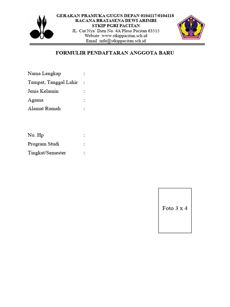 Formulir Pendaftaran Anggota Baru | PDF