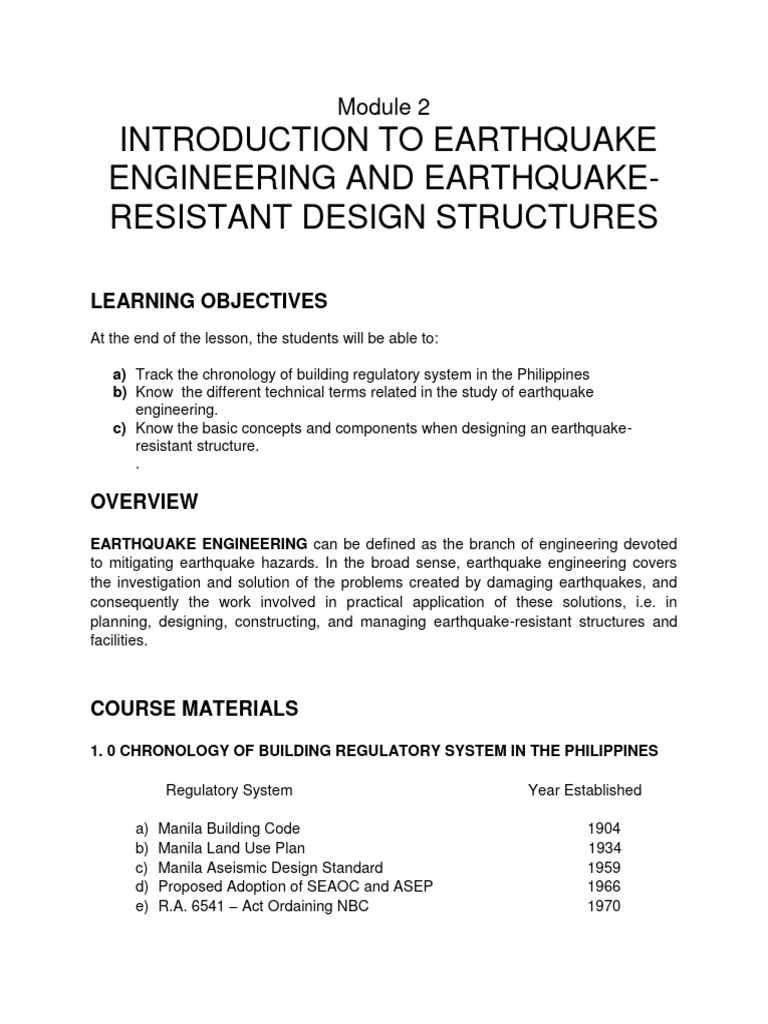 Module 2 - Intro To Earthquake Resistant Structure | PDF | Earthquake Engineering | Beam (Structure)
