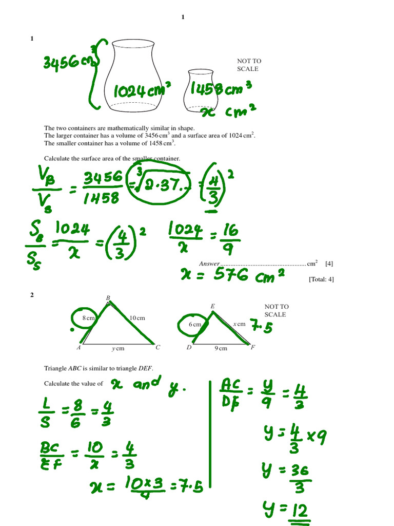 Answers For Math Questions | PDF | Circle | Area
